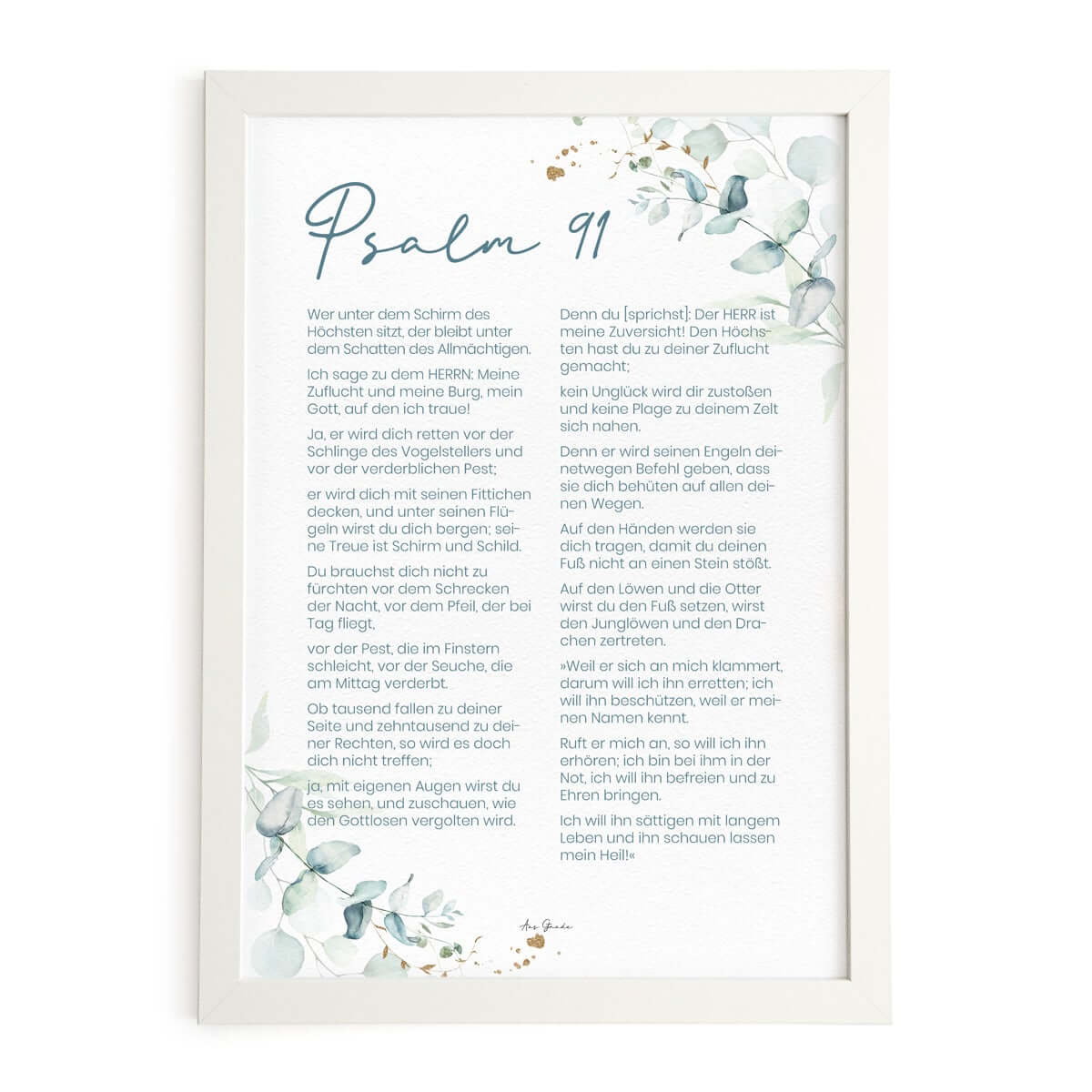 Poster "Psalm 91 - Pflanzen" · A4 / A3 · Bibelvers Deutsch – Aus Gnade